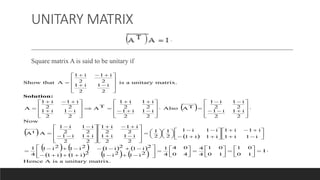 TYPES OF SPECIAL SQUARE MATRIX | PPTX