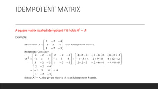 TYPES OF SPECIAL SQUARE MATRIX | PPTX
