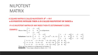 TYPES OF SPECIAL SQUARE MATRIX | PPTX
