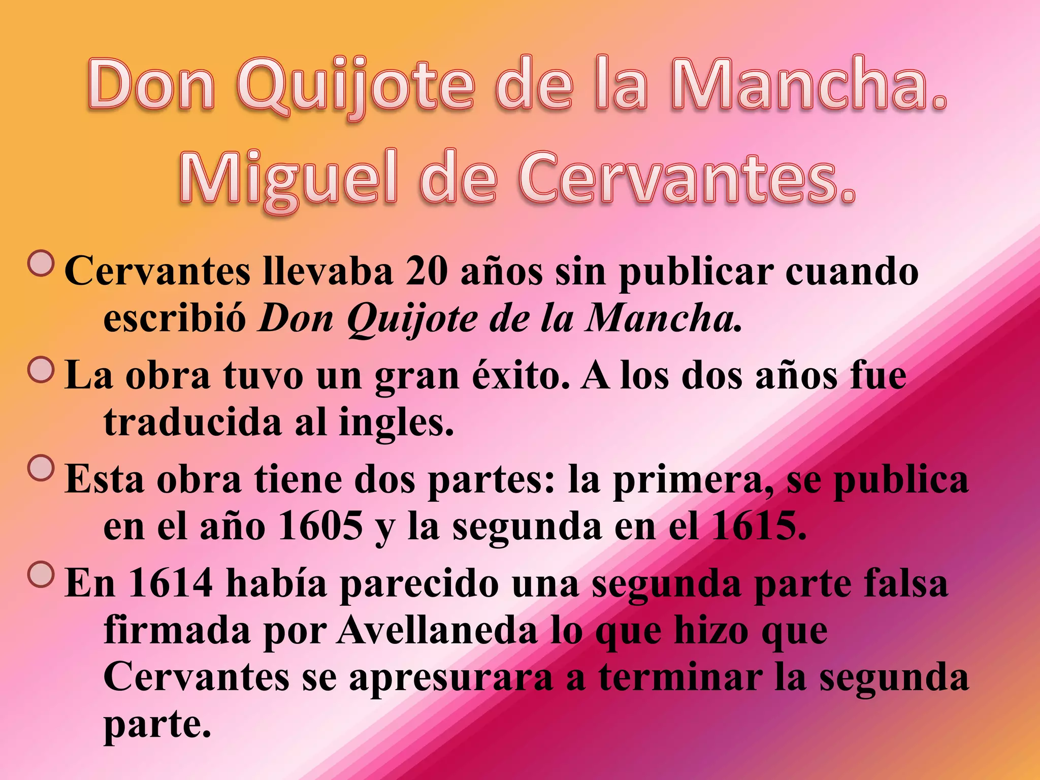 Don Quijote de la Mancha (Cervantes) | PPTX | Books and Literature