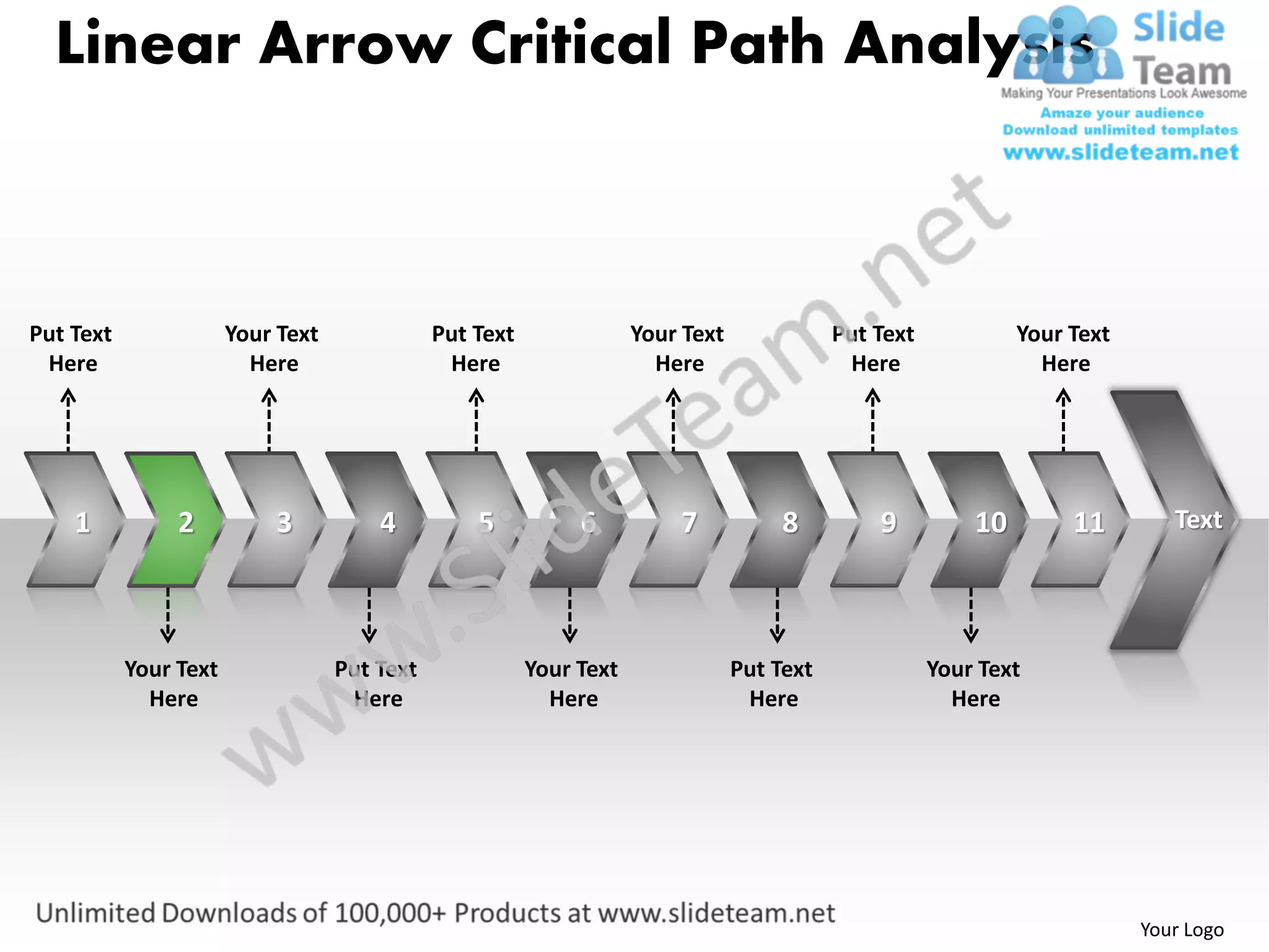 Ppt linear arrow critical path analysis business power point templates ...