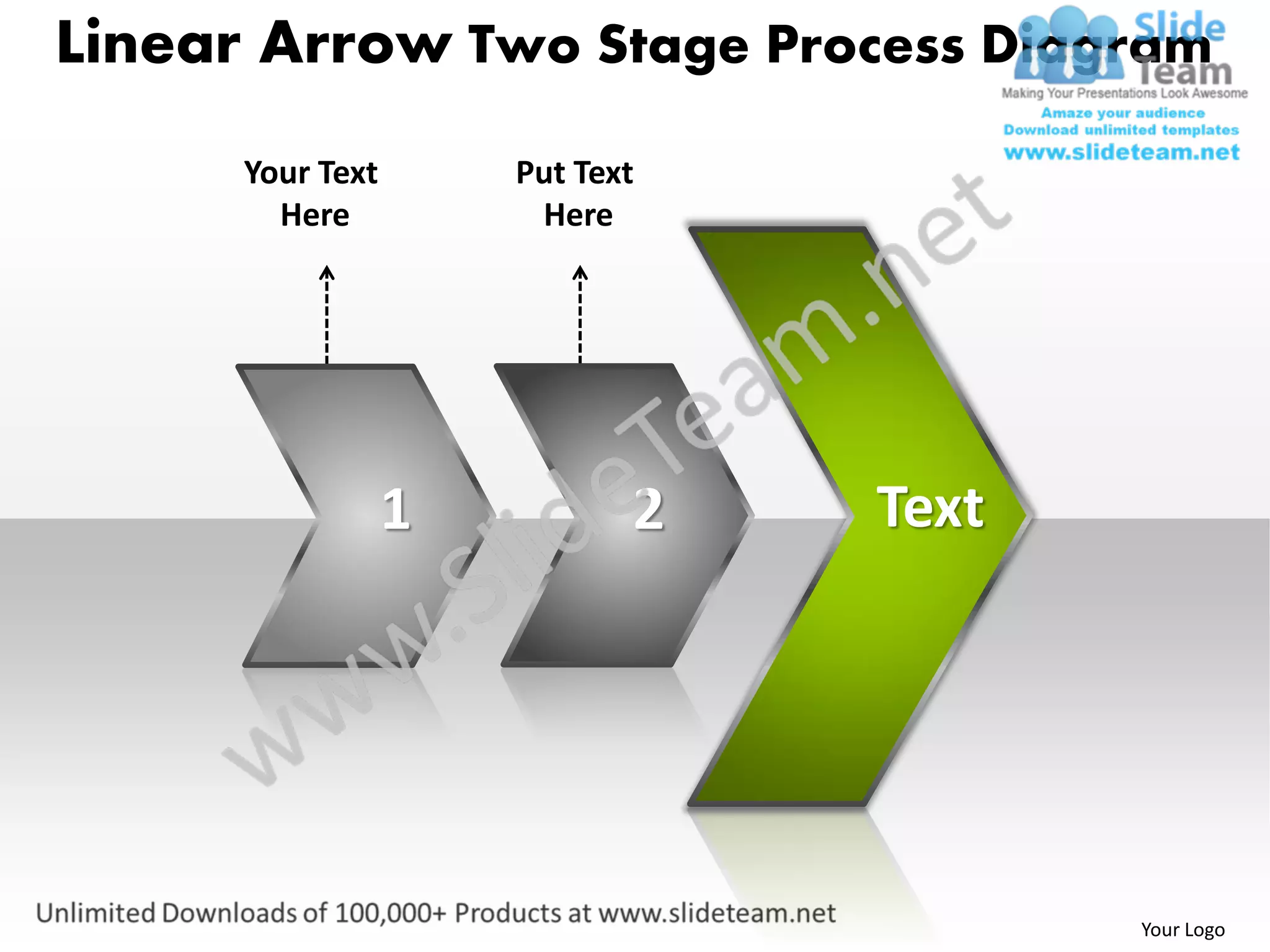 Ppt linear arrow two stage process network diagram powerpoint template ...