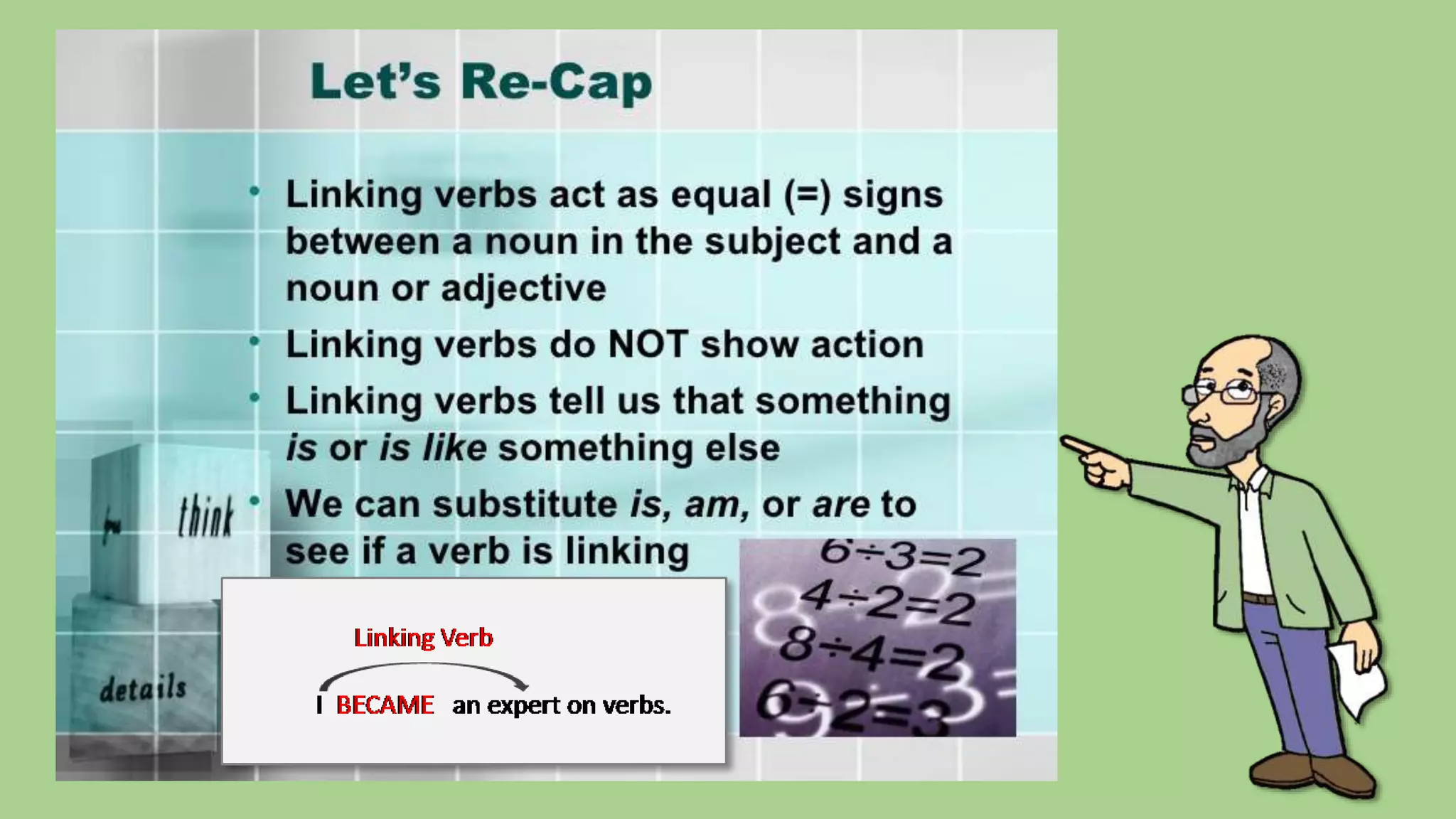 Linking verbs blended from existing 'Slideshare' materials | PPT