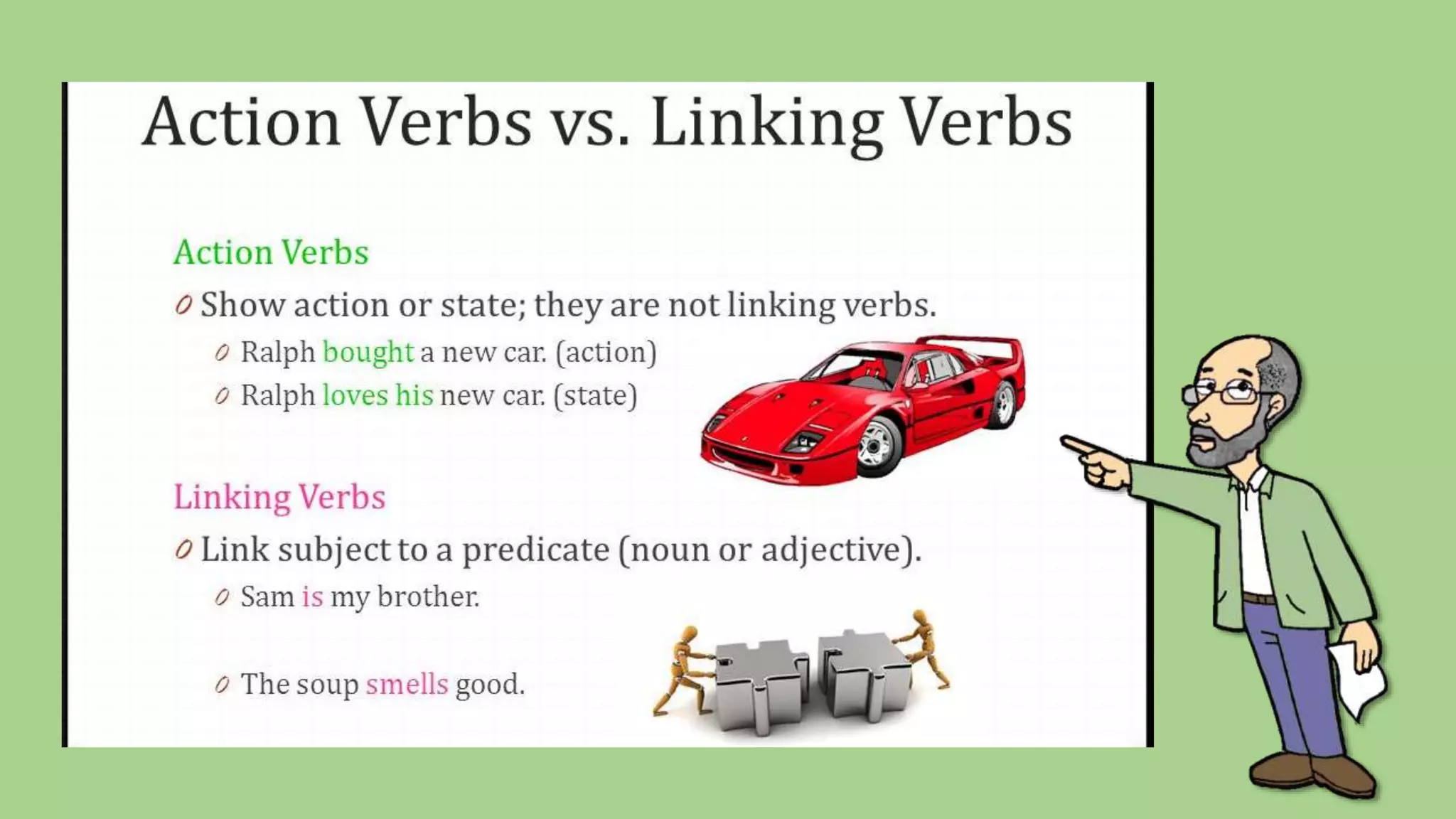 Linking verbs blended from existing 'Slideshare' materials | PPT