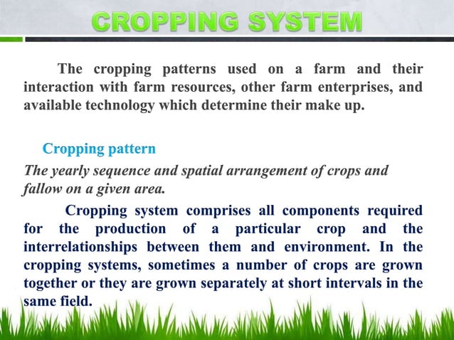cropping systems and farming systems,Ppt lodha intro