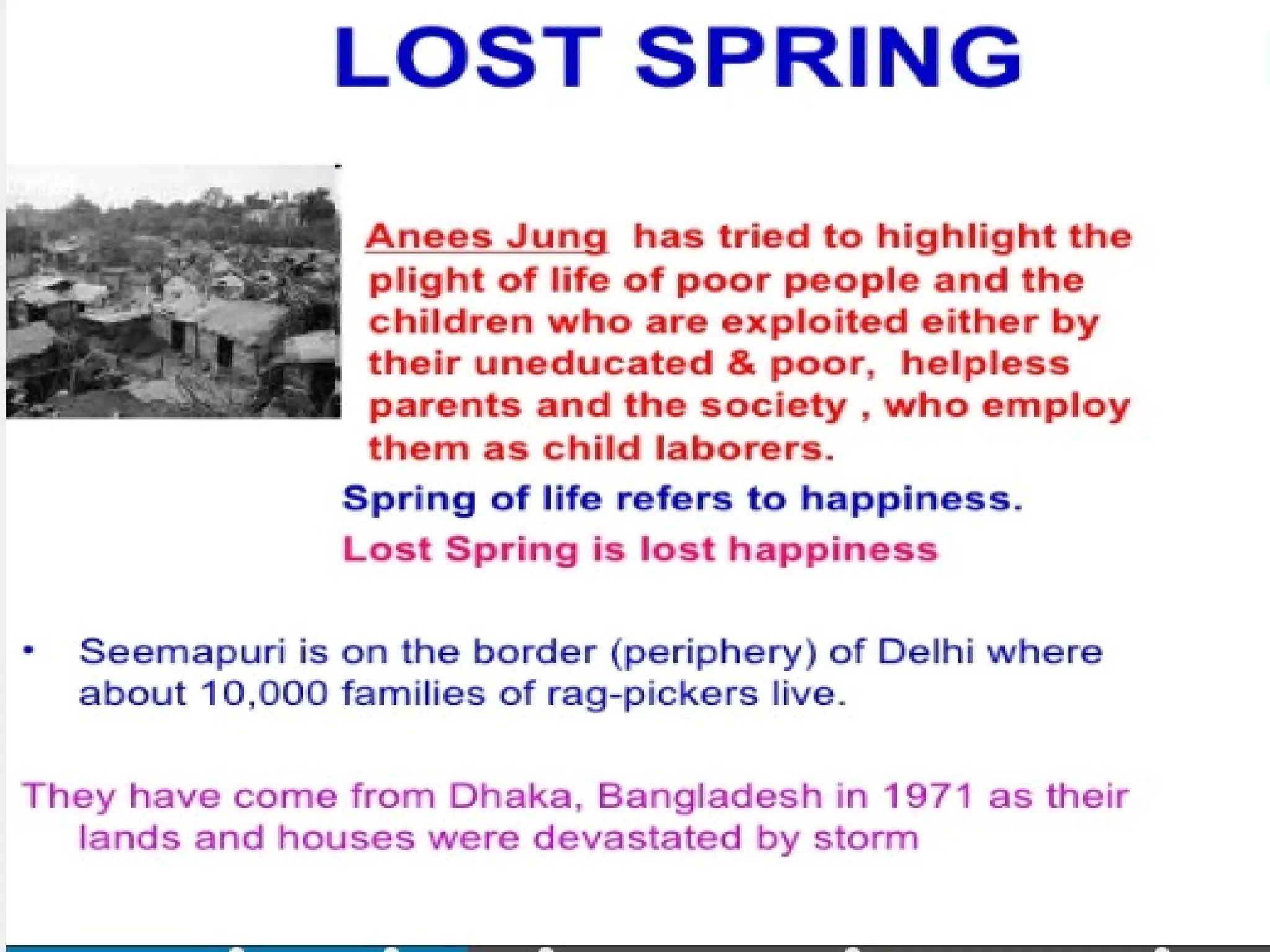 PPT of chapter 2 of flamingo LOST SPRING PPT.pptx