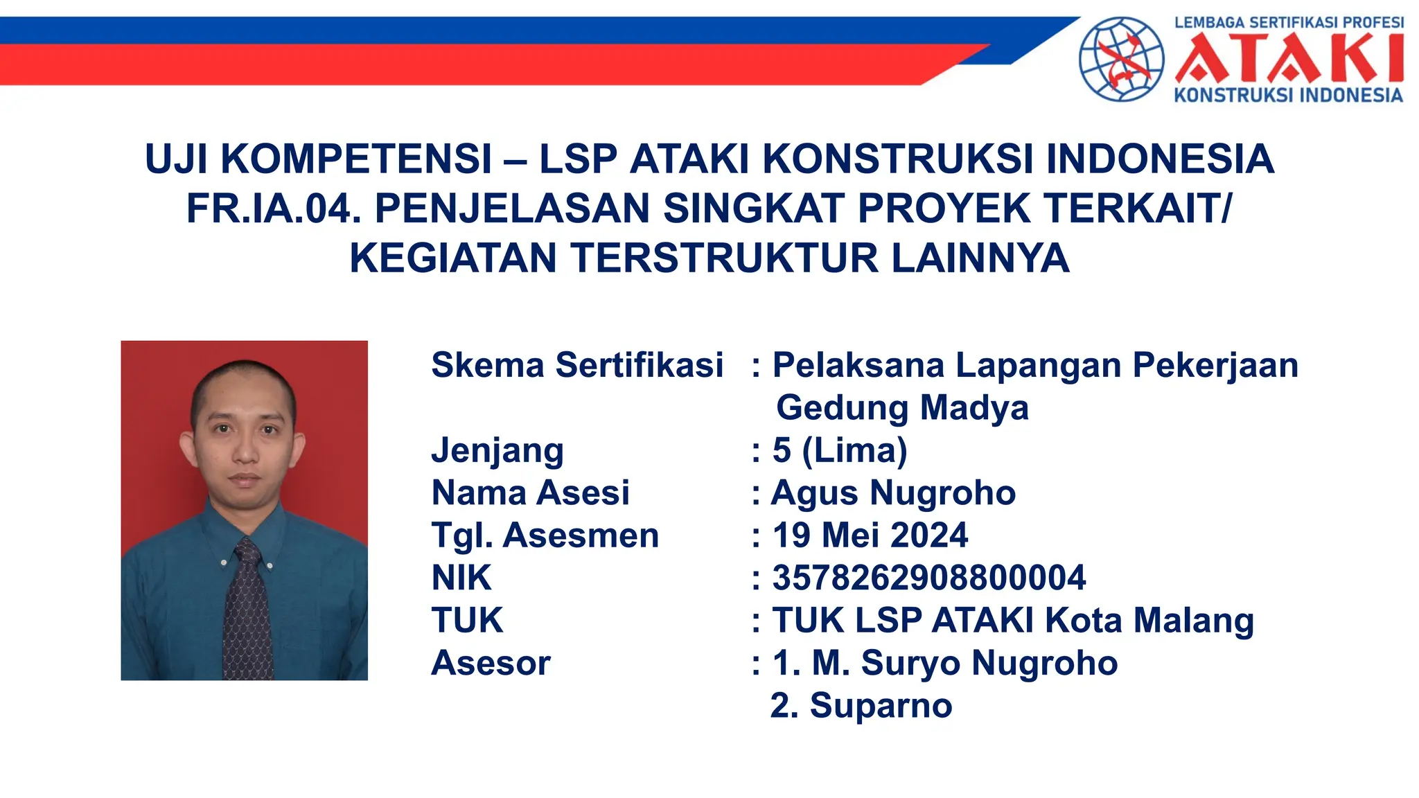 PPT LSP ATAKI-Agus-Pelaksana Lapangan Pekerjaan Gedung Madya Jenjang 5.pptx