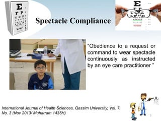 Spectacle Compliance in Primary School Children | PPT | Eye and Vision ...