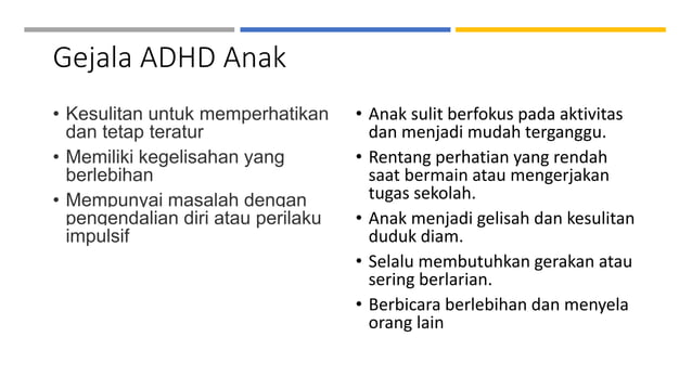 Materi Autisme dan ADHD Pada Anak & Remaja | PPTX