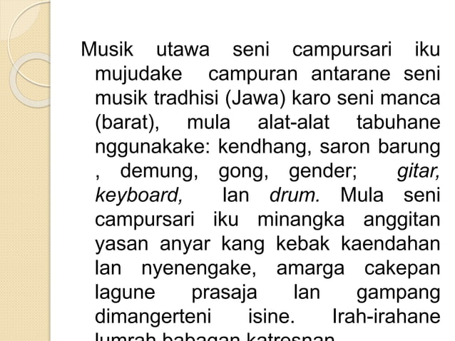 Ppt m5 kb4 GENDHING JAWA LAN CAMPURSARI | PPT