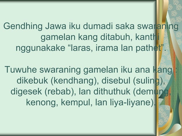 Ppt m5 kb4 GENDHING JAWA LAN CAMPURSARI | PPT