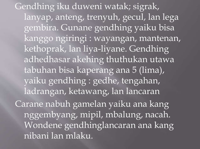 Ppt m5 kb4 GENDHING JAWA LAN CAMPURSARI | PPT