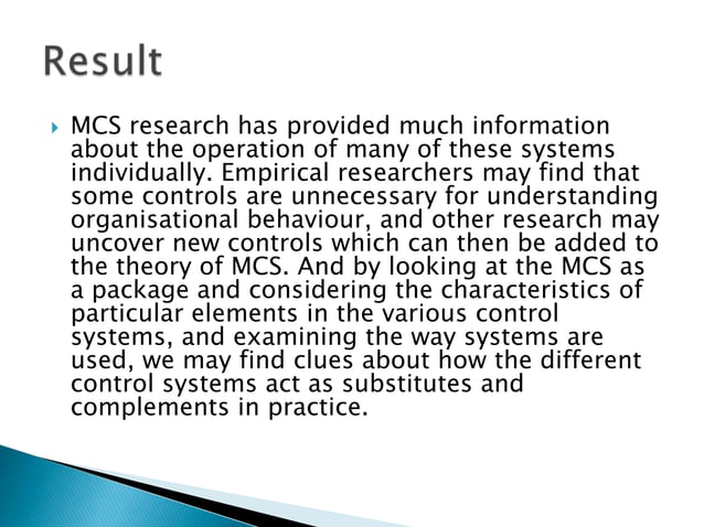 Ppt management control system as a package—opportunities, challenges | PPT