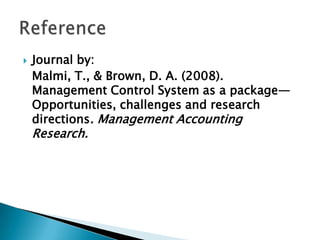 Ppt management control system as a package—opportunities, challenges | PPT