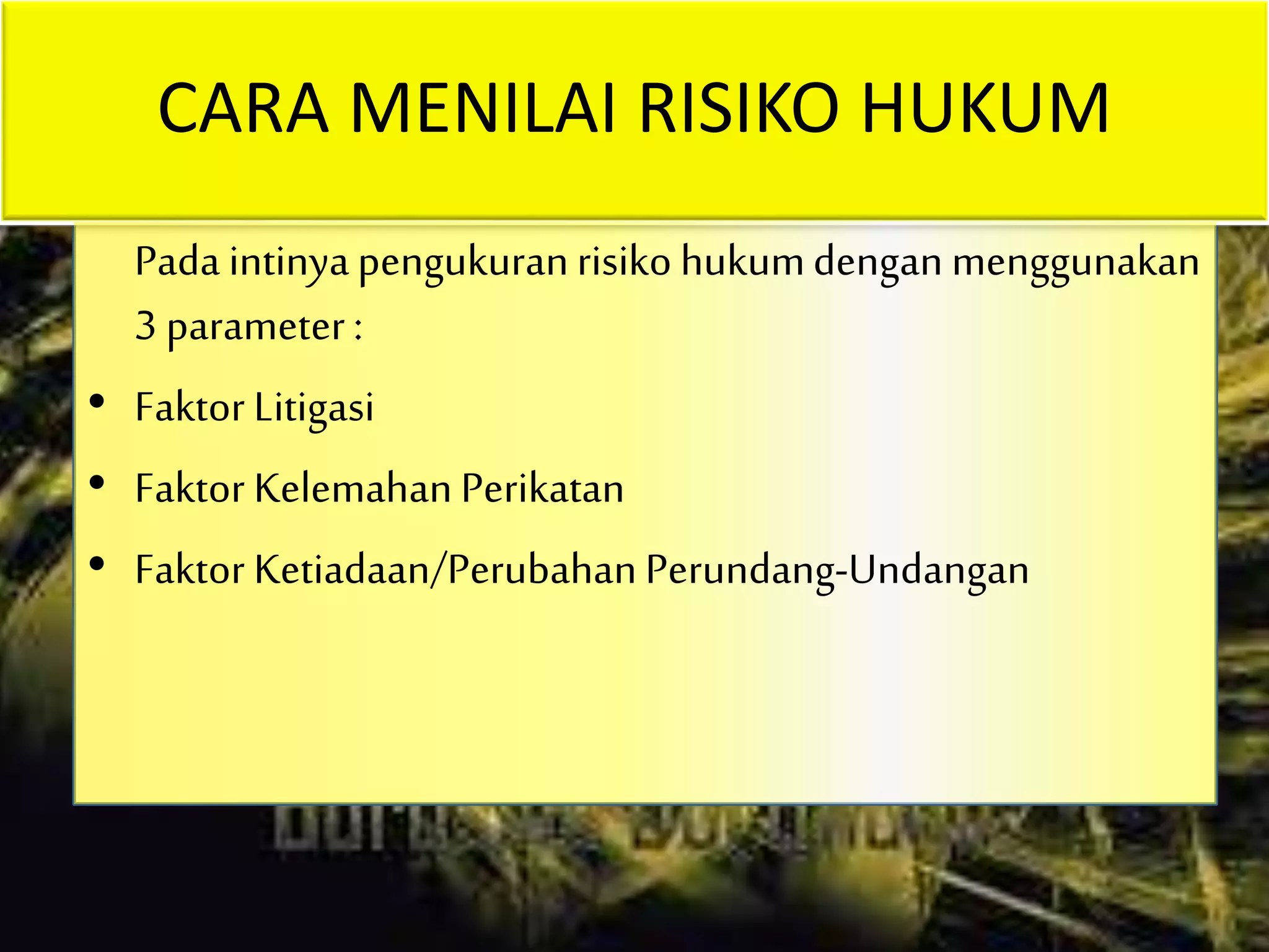 manajemen risiko (legal Risk & risk operational | PPTX
