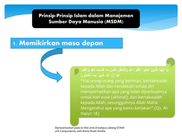 Ppt manajemen sumber daya manusia di lembaga pendidikan islam | PPTX