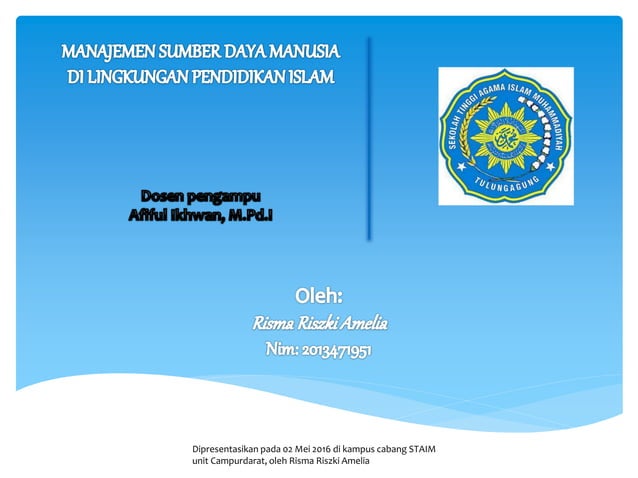 Ppt manajemen sumber daya manusia di lembaga pendidikan islam | PPTX
