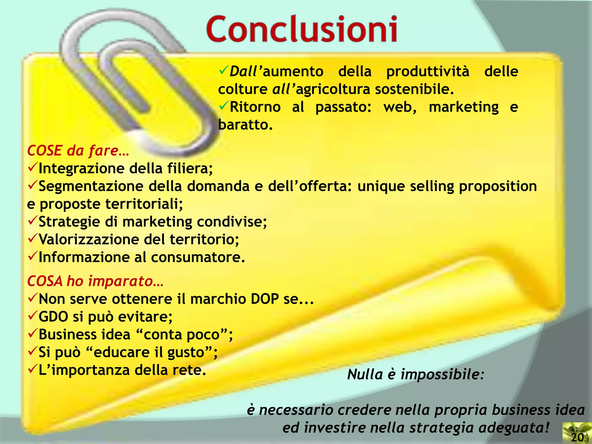 Analisi del settore dell'olio d'oliva: le premesse per creare una start ...