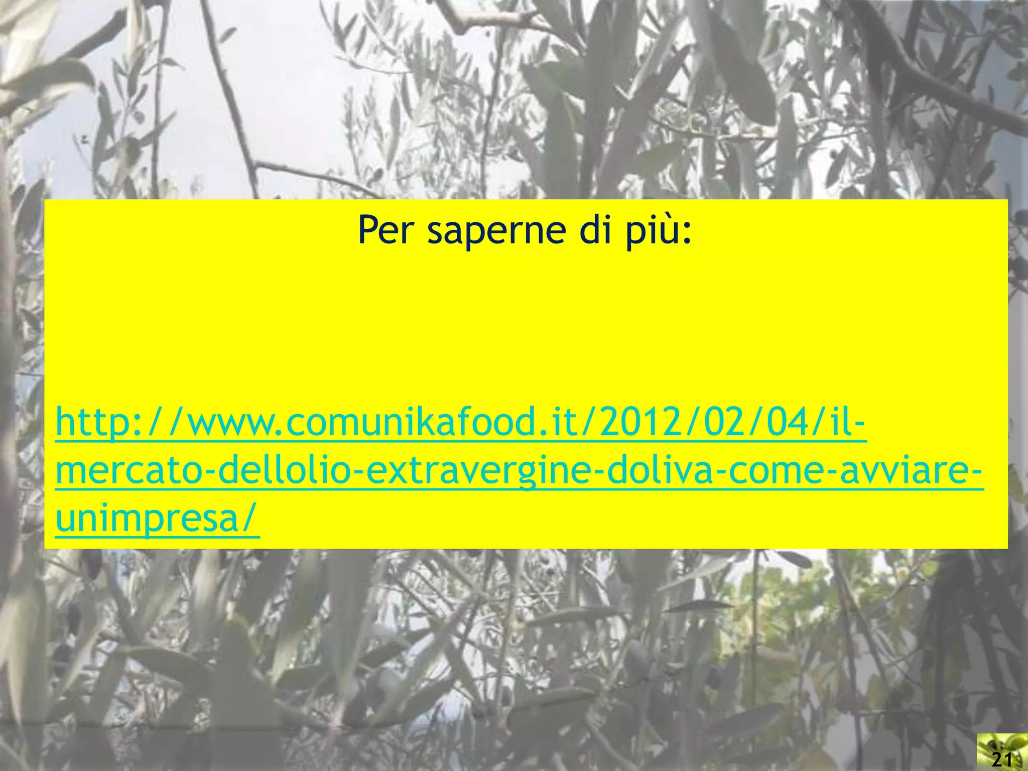 Analisi del settore dell'olio d'oliva: le premesse per creare una start ...