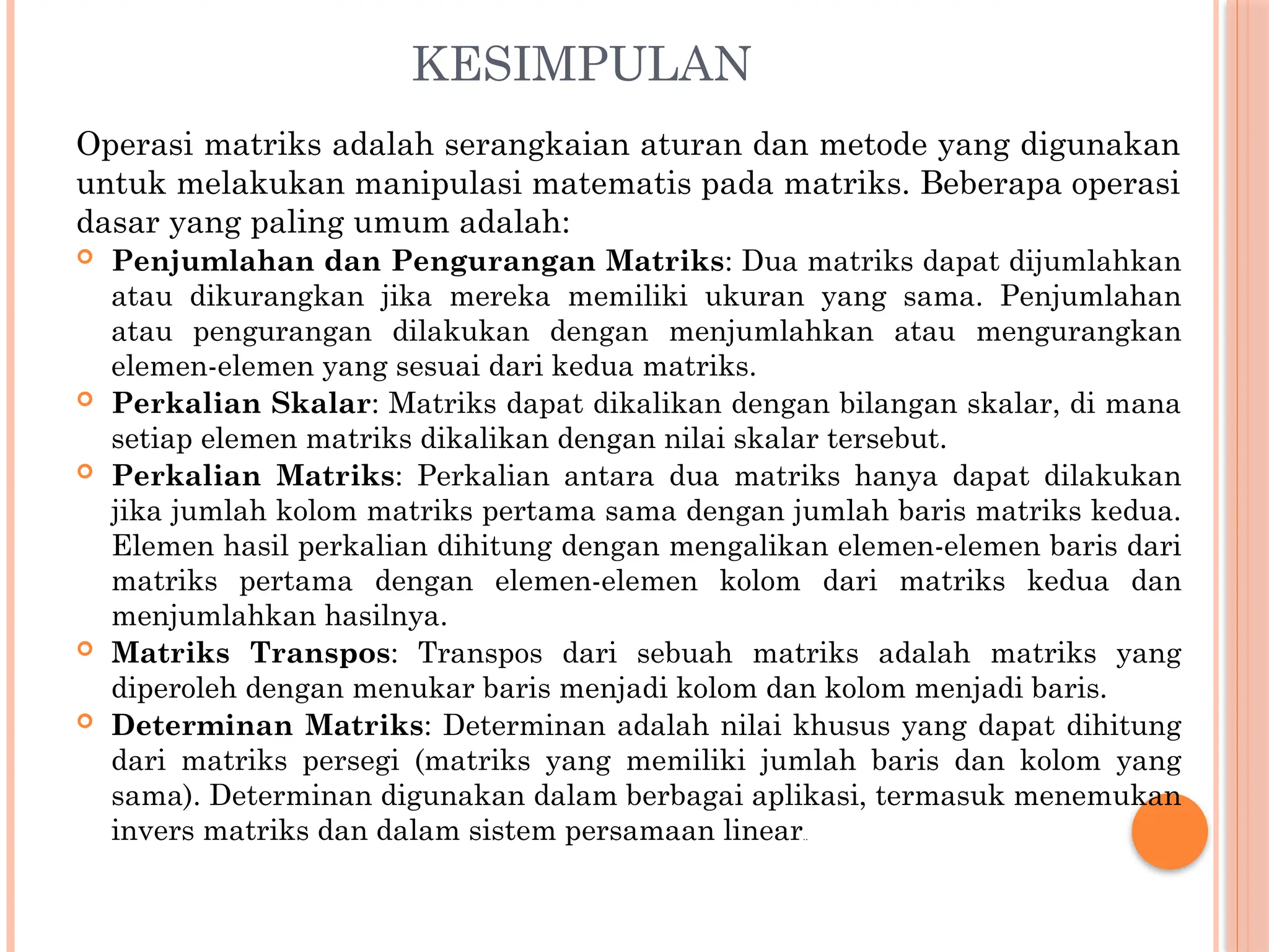 Pembejaran materi matriks kelas XI untuk SMK | PPTX