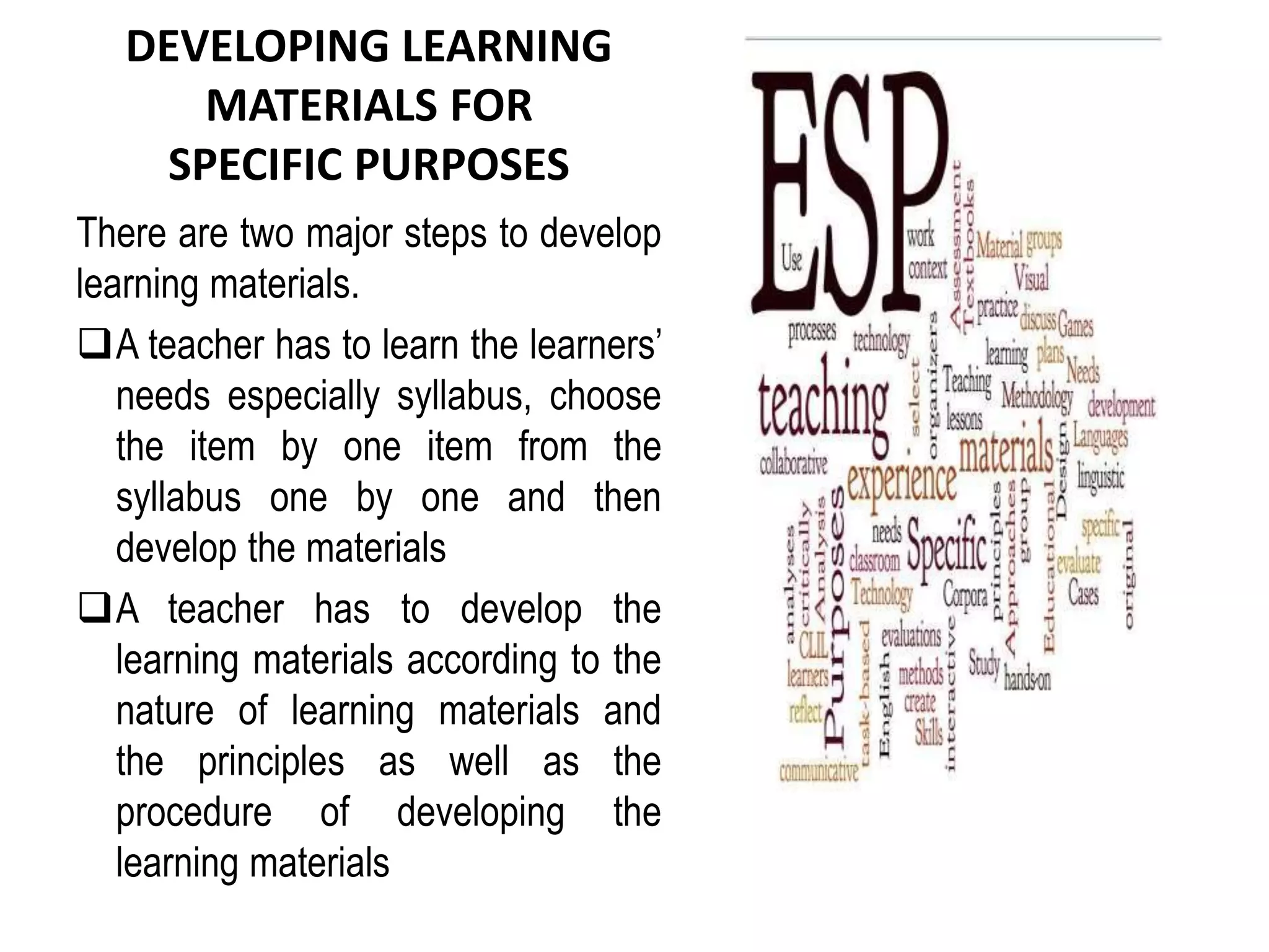 Ppt materials for ESP | PPT