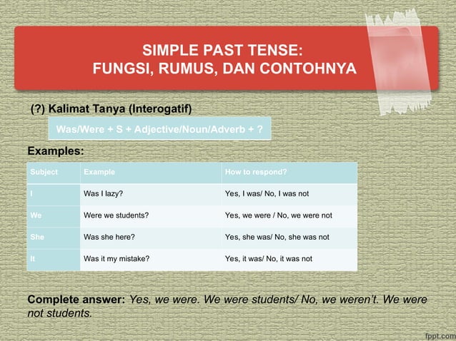 PPT MATERI SIMPLE PAST TENSE bahasa inggris SMP | PPT