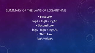 Law of Exponents and the Law of Logarithms | PPTX