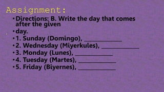 MATH DAYS OF THE WEEK FOR GRADE ONE PUPILS | PPTX