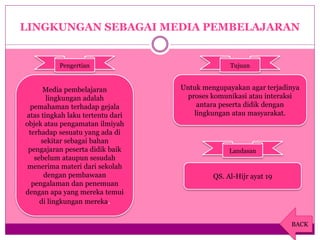 Ppt media pembelajaran (lingkungan sebagai media pembelajaran) | PPTX