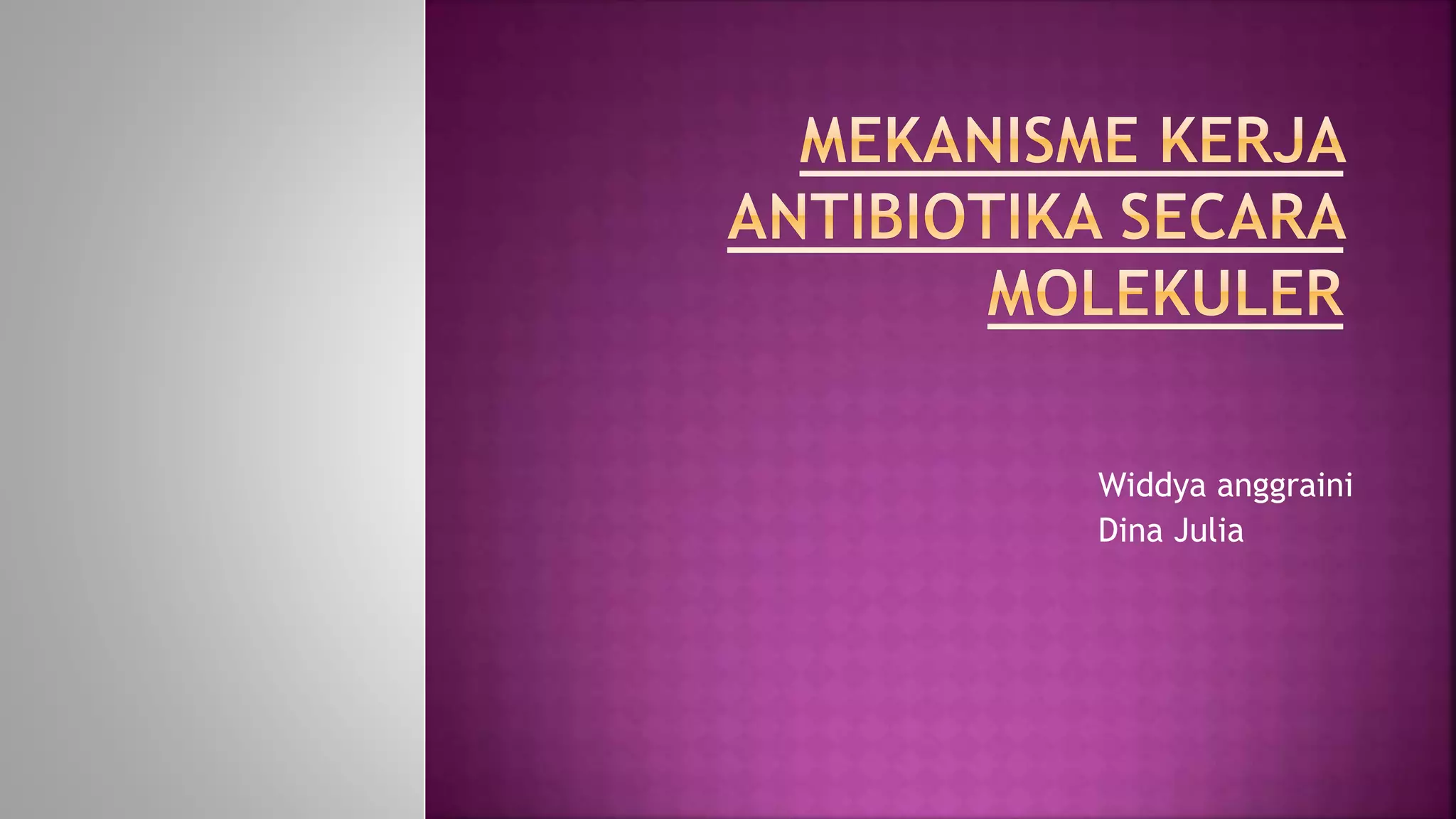 Ppt mekanisme kerja antibiotik | PPTX
