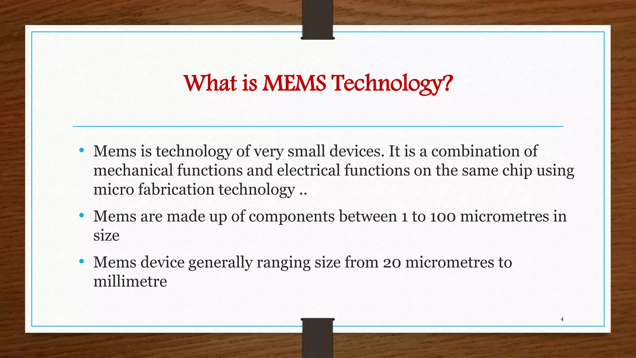 An introduction to mems technology | PPTX