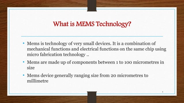 An introduction to mems technology | PPTX