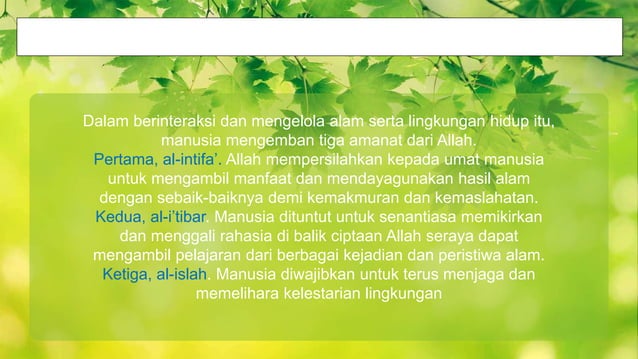 Materi Al-Qur'an hadis tema Menjaga Kelestarian Lingkungan.ppt