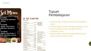 Materi Menu dan perencanaan menu kelas XI Kuliner | PPTX