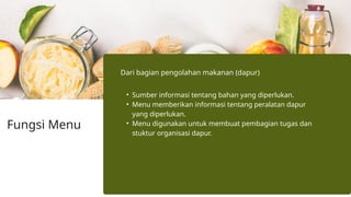 Materi Menu dan perencanaan menu kelas XI Kuliner | PPTX