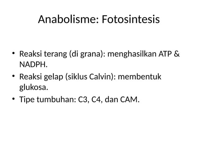 PPT Metabolisme Sel Olimpiade Biologi 12 | PPT