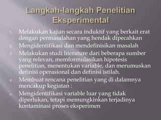 metode penelitian eksperimen | PPTX