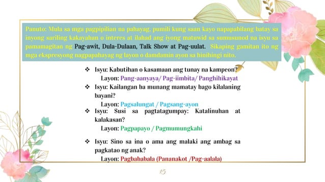 Mga Ekspresyon sa Pagpapahayag ng Layon at Damdamin | PPTX