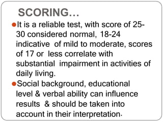 mmse | PPTX | Medical Health
