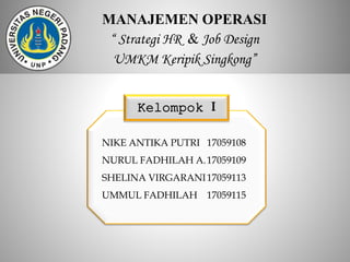 Manajemen Operasi - Observasi UMKM | PPTX