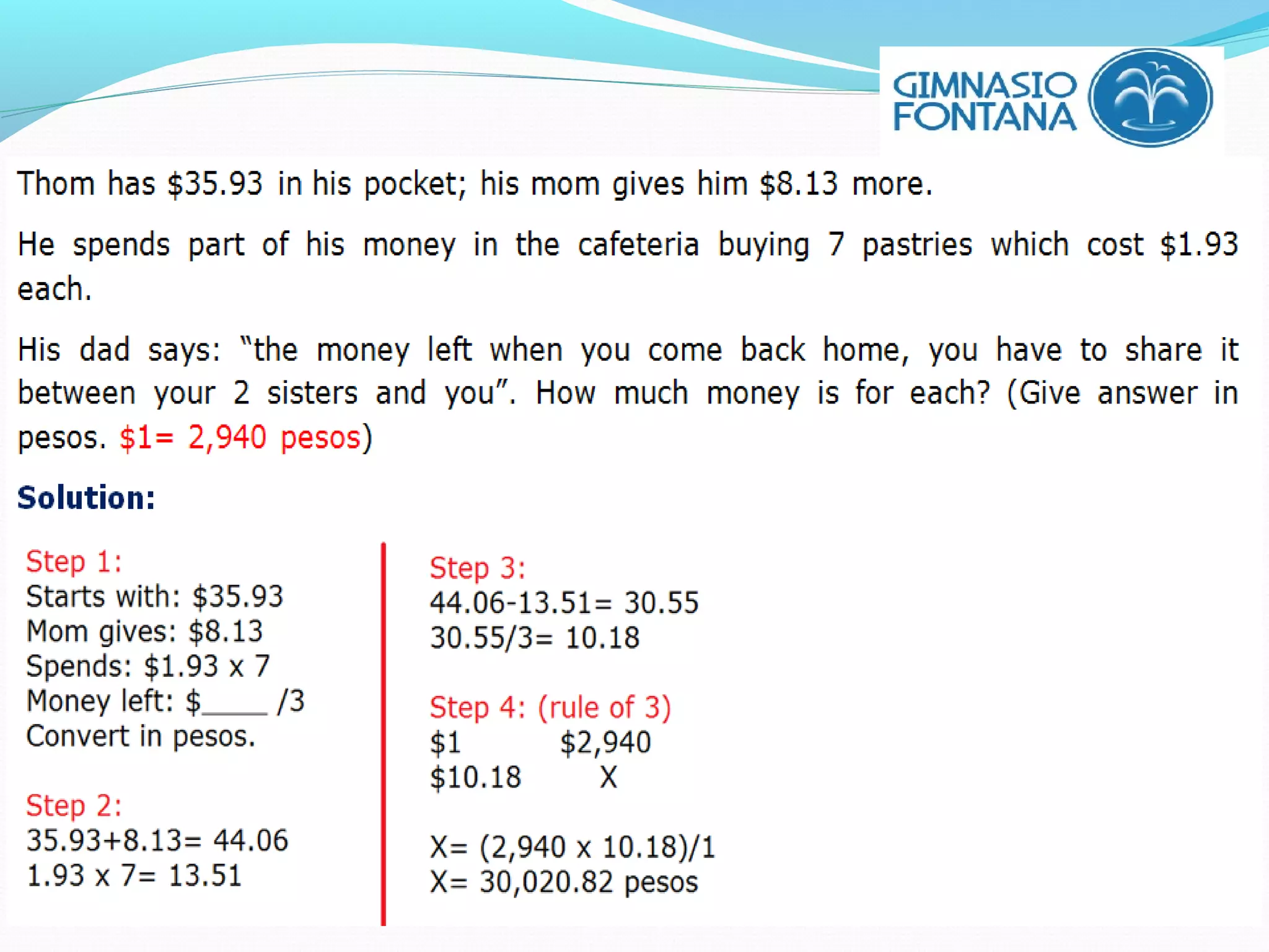 WORD PROBLEMS MODEL EXERCISES | PPT