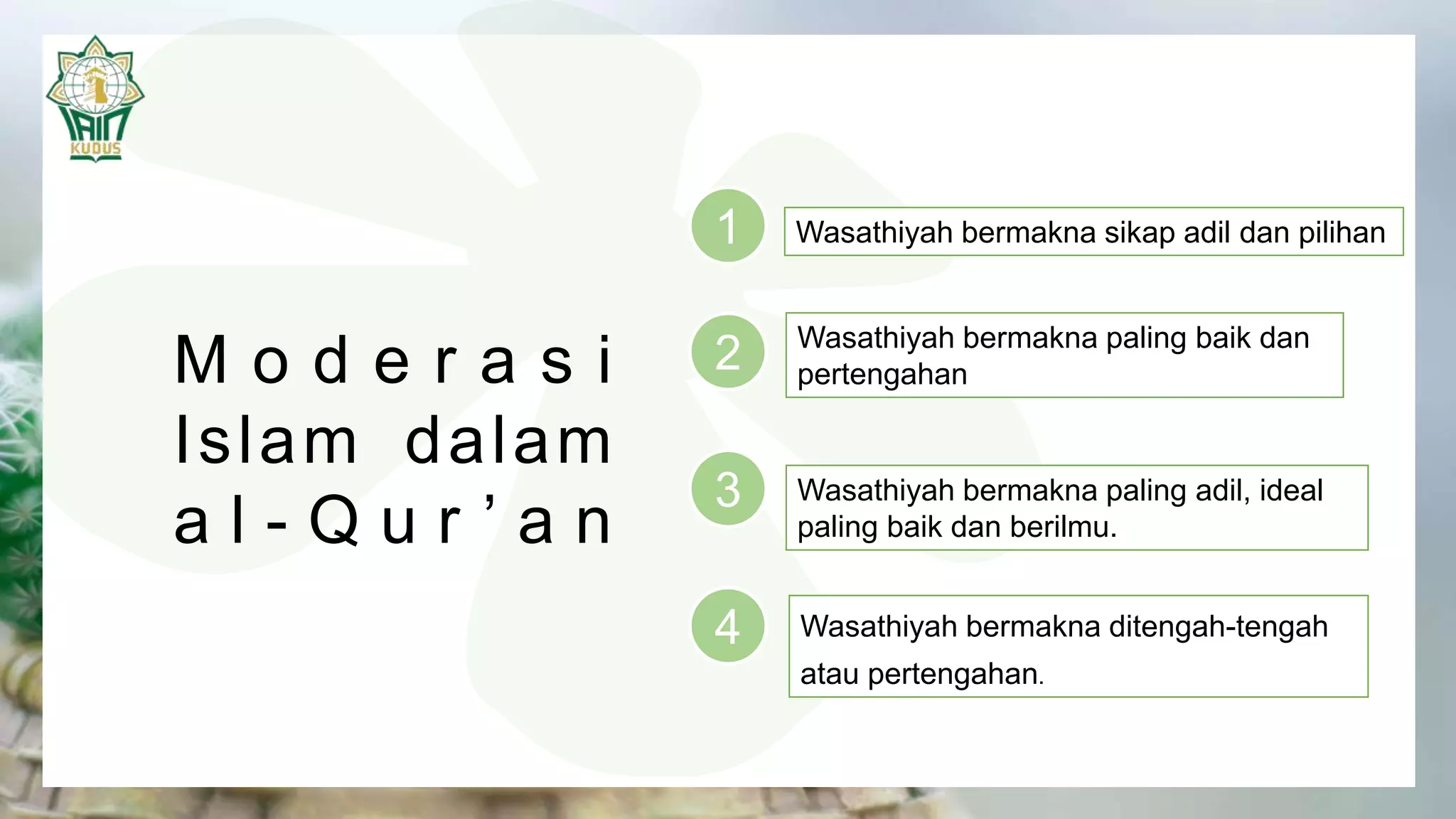 PPT Materi Moderasi Islam (Sosialisasi Tingkat Aliyah) | PPTX