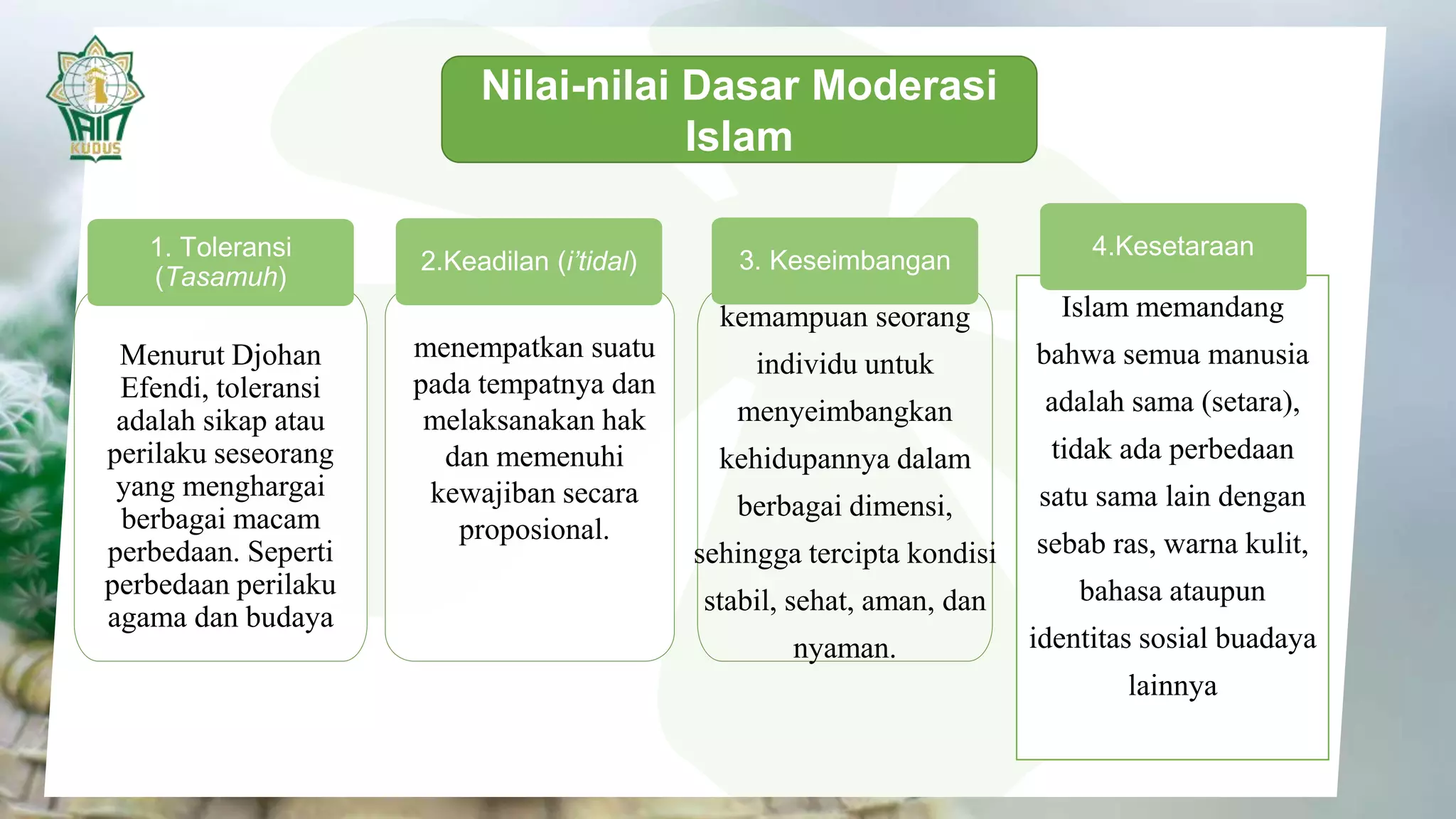 PPT Materi Moderasi Islam (Sosialisasi Tingkat Aliyah) | PPTX