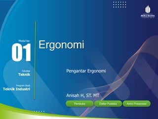 pengantar ergonomi, definisi, kajian dan ruang lingkup ergonomi | PPTX