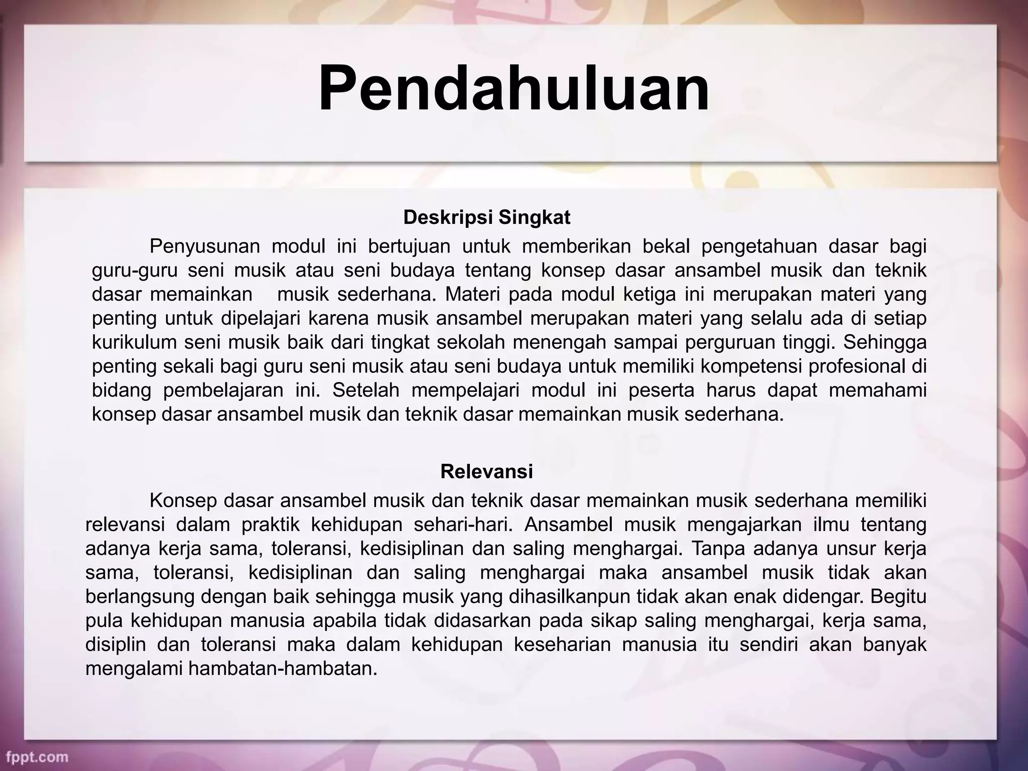 PPT II SENI BUDAYA KB 3: ANSANBEL MUSIK | PPT