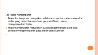 PPT IV SENI BUDAYA KB 1: KONSEP SENI TEATER: UNSUR, JENIS, DAN ESTETIKA | PPTX