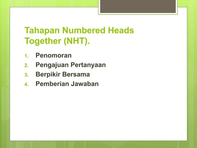 MODEL PEMBELAJARAN INOVATIF MODEL KOOPERATIF TIPE NUMBER HEAD TOGETHER | PPT