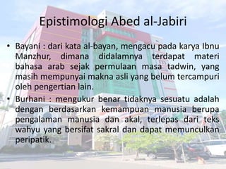 Epistimologi Kajian Islam Melalui Rekonstruksi Abed Al Jabiri | PPTX