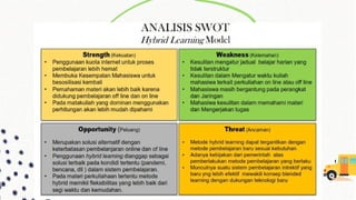 ANALISIS SWOT PADA HYBRID LEARNING SECARA UMUM | PPTX
