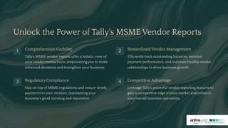 MSME Vendor Reports In Tally - Antraweb Technologies | PPT